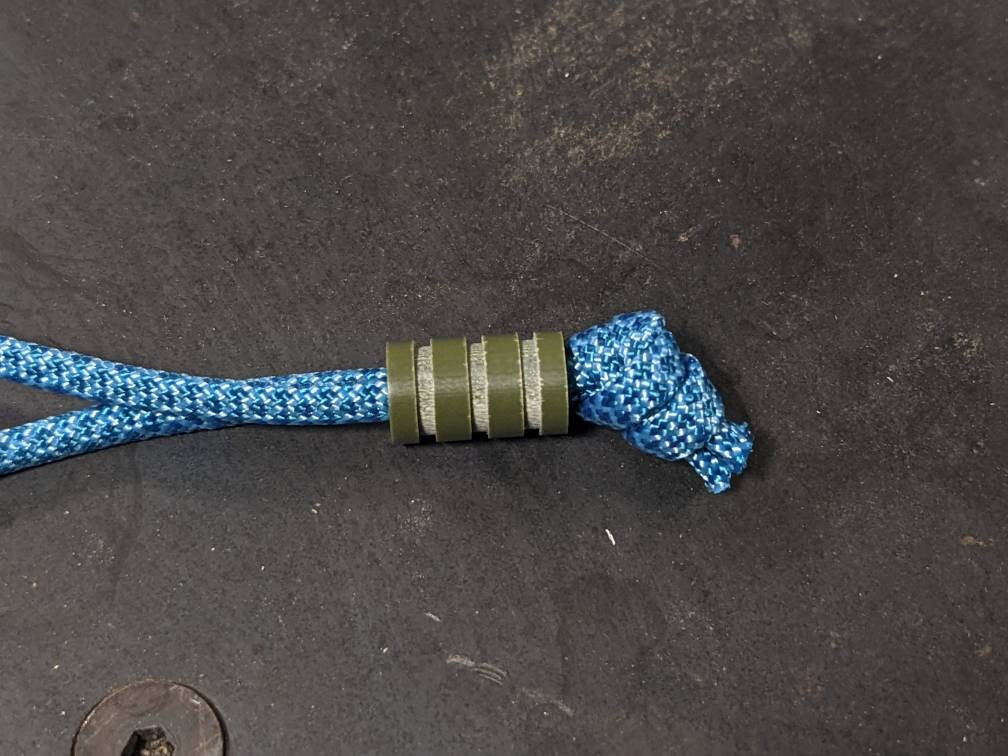 Medium OD Green G10 Lanyard Bead With Three Grooves and a Free Paracor ...